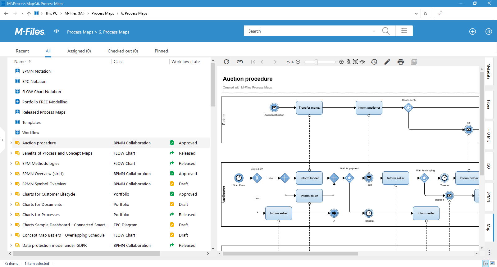 Visuelle Darstellung von Prozessen mit M-Files Process Maps